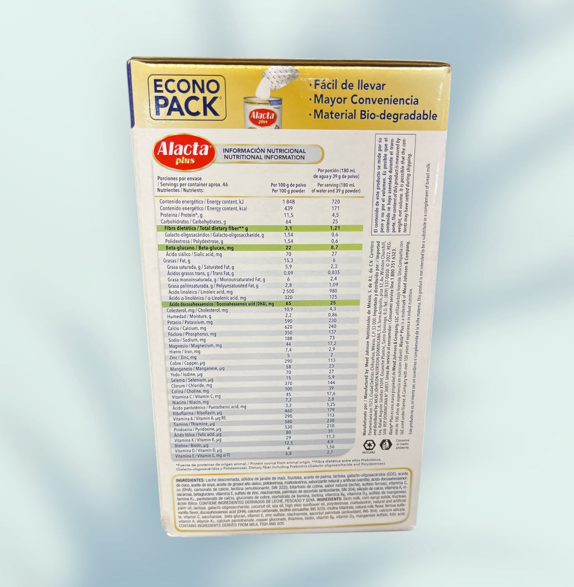 Leche en polvo Alacta Plus. Para un mejor crecimiento y aprendizaje ...